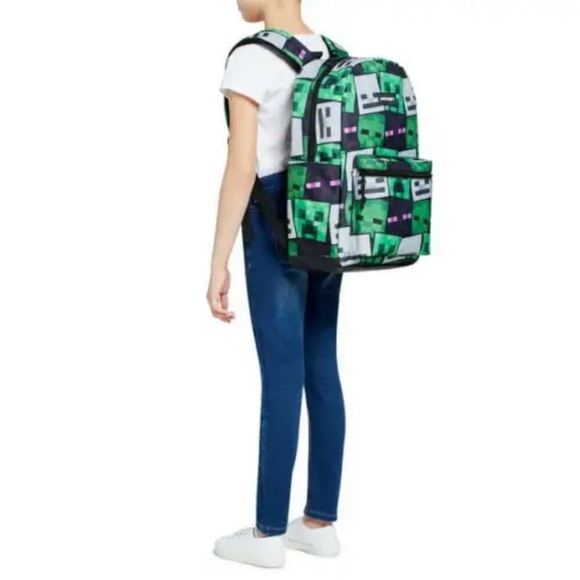 Minecraft | Other | Minecraft Unisex Creepers Printed Backpack Green ...